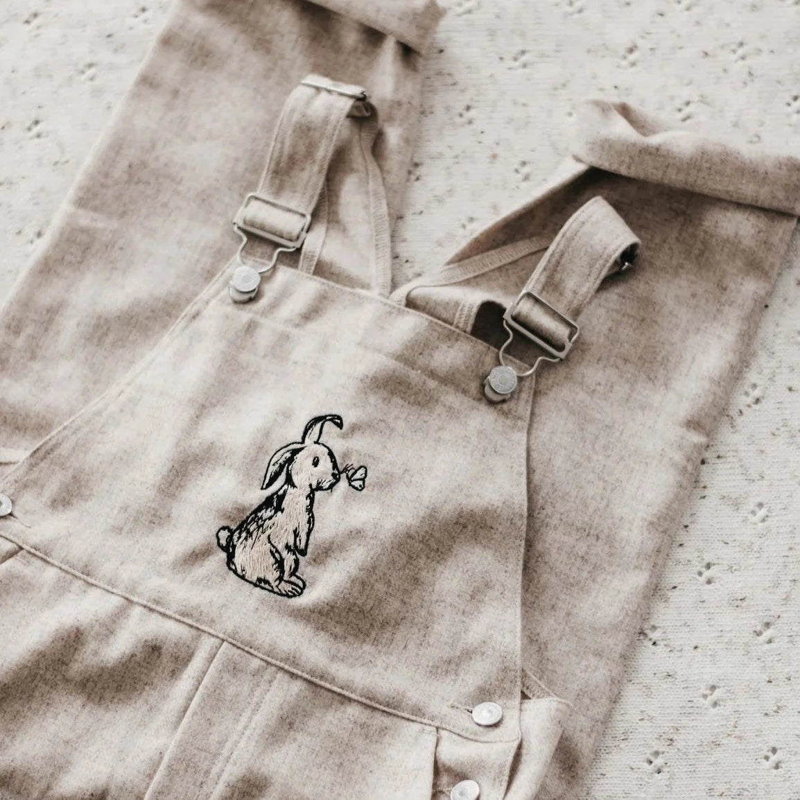 Linen Embroidered Bunny Overalls – Moral Store